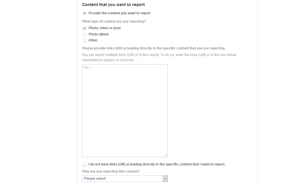 Facebook Copyright Report Webform - Ustels
