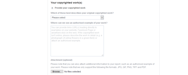 Facebook Copyright Report Webform - Ustels
