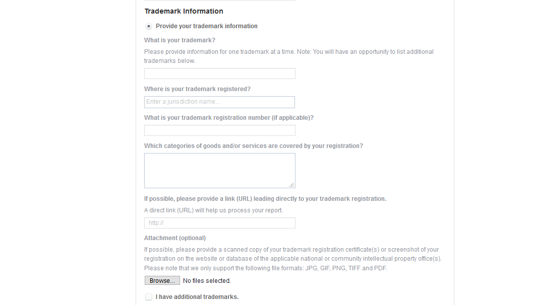 Facebook Counterfeit Report Webform - Ustels
