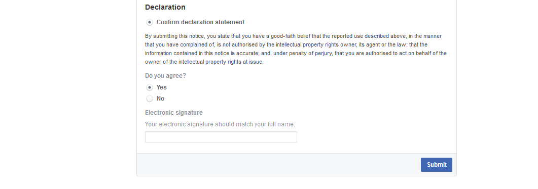 Facebook Counterfeit Report Webform - Ustels