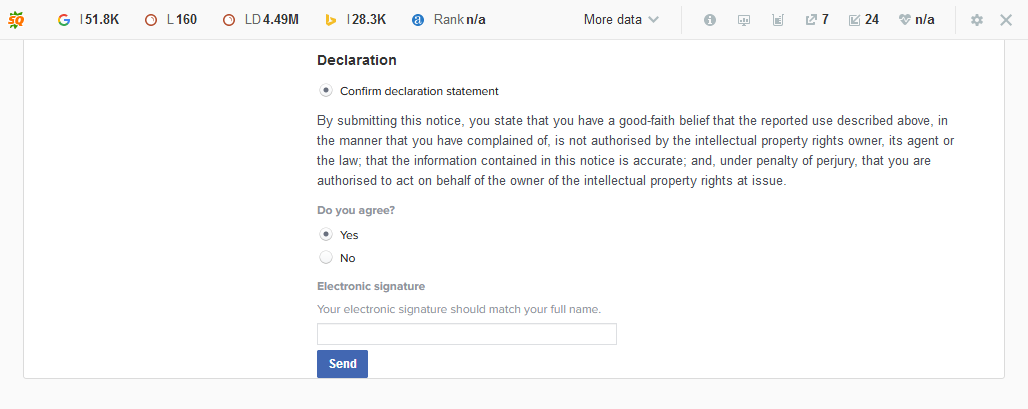 Instagram Copyright Report Webform - Ustels