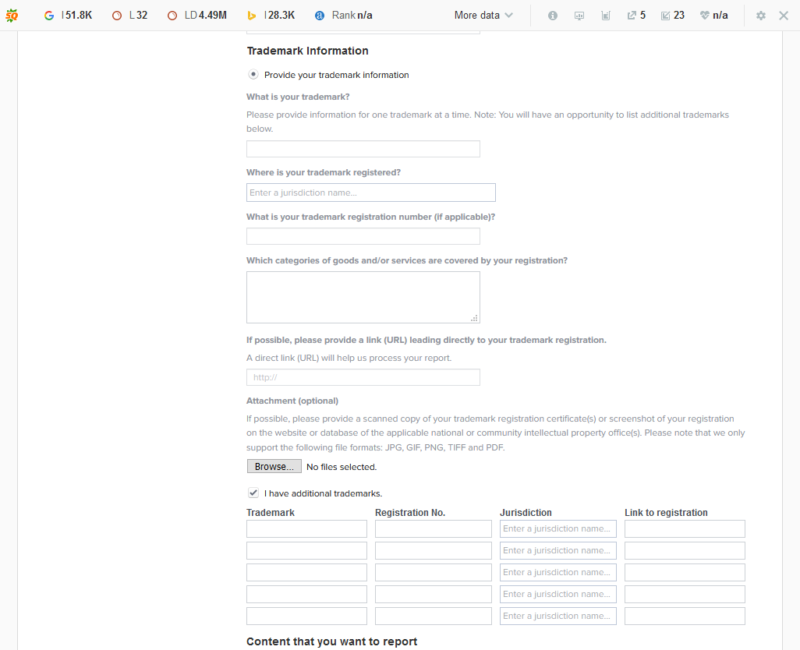 Instagram Trademark Report Webform - Ustels