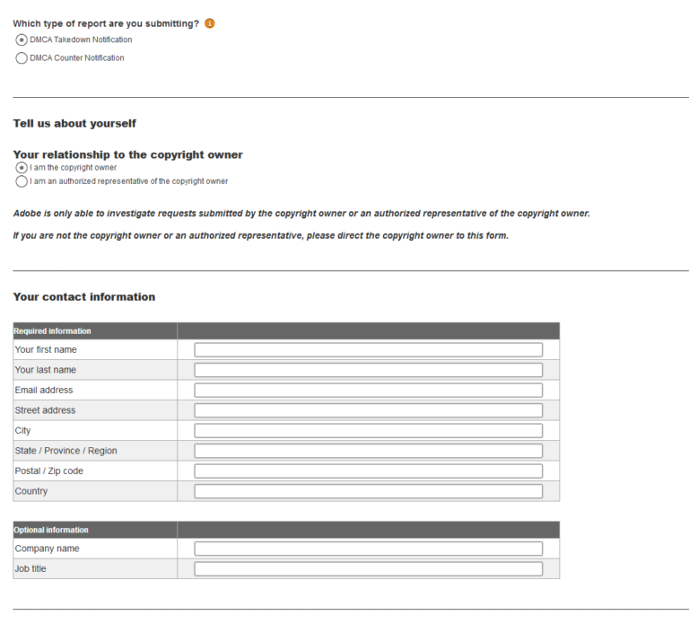 Adobe Behance Copyright Webform - Ustels